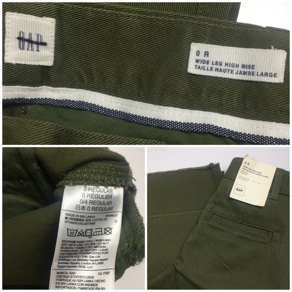 GAP | Jeans | Gap Wide Leg High Rise Army Green Cropped Jeans | Poshmark